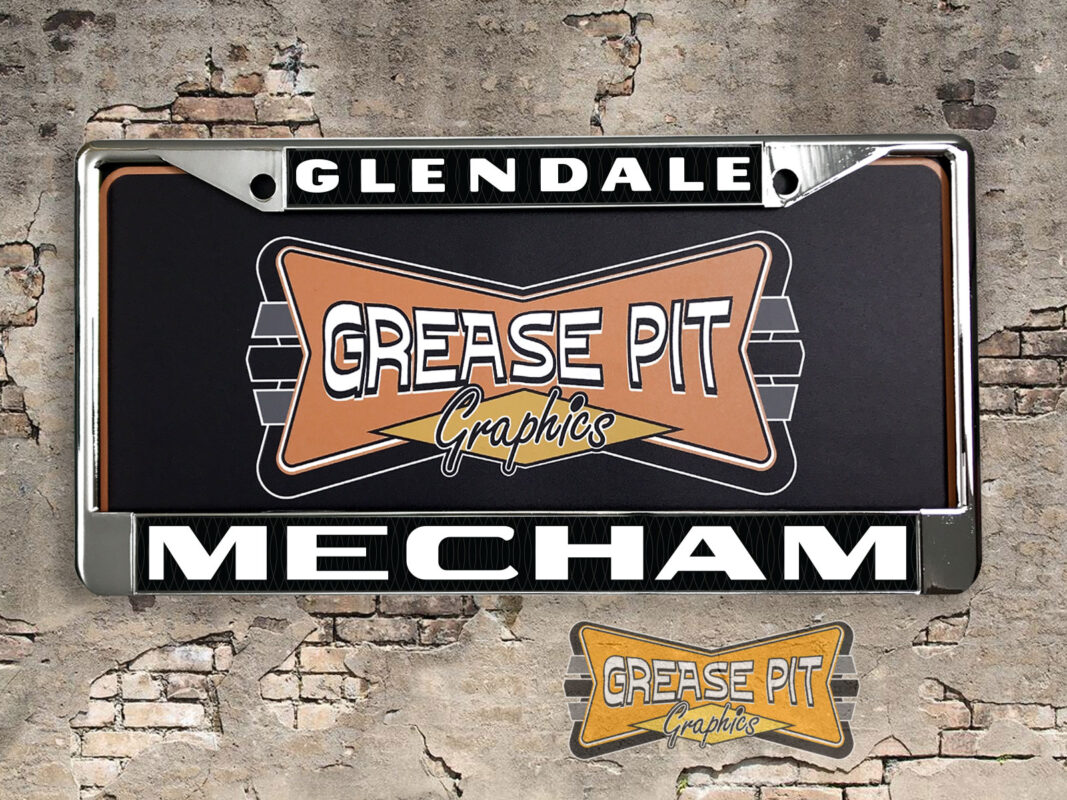 Mecham Pontiac License Plate Frame Glendale - Grease Pit Graphics