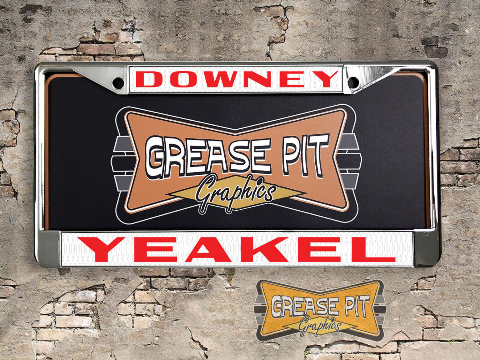 Yeakel Plymouth Center License Plate Frame Downey - Grease Pit Graphics