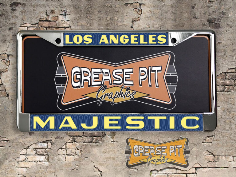 Majestic Pontiac License Plate Frame Los Angeles - Grease Pit Graphics