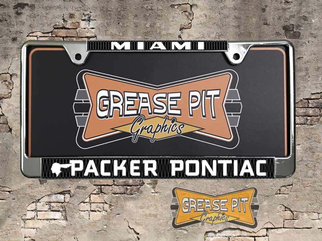 Packer Pontiac License Plate Frame Miami - Grease Pit Graphics