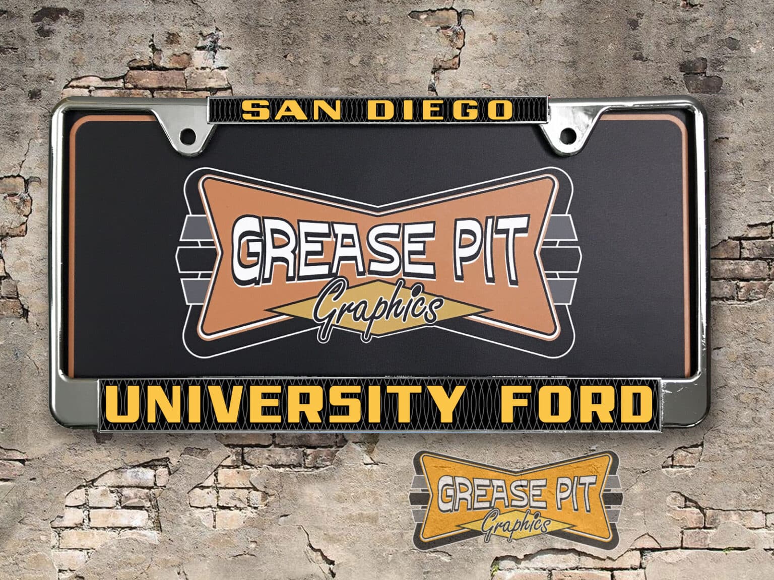 University Ford License Plate Frame San Diego - Grease Pit Graphics